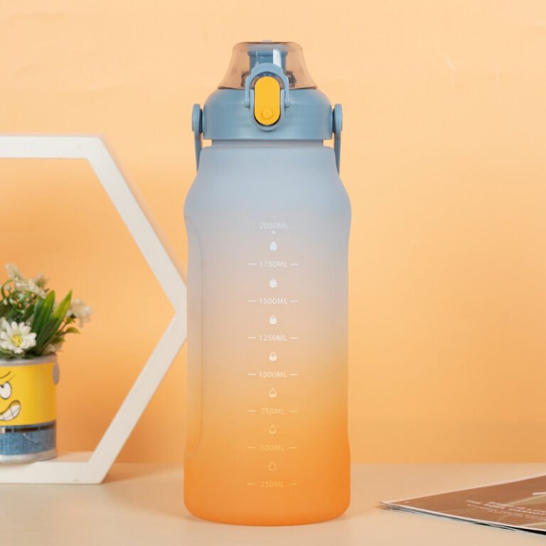 Gradient Time Scale Sports Water Bottle With Straw - Water Bottle ...