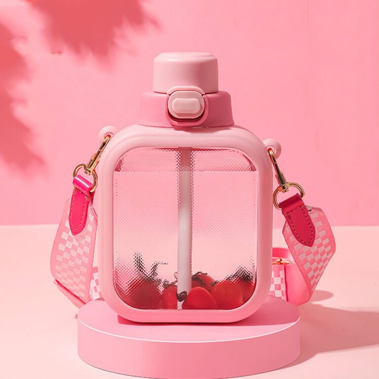 Plastic Straw Water Bottle With Shoulder Strap - Water Bottle Manufacturer