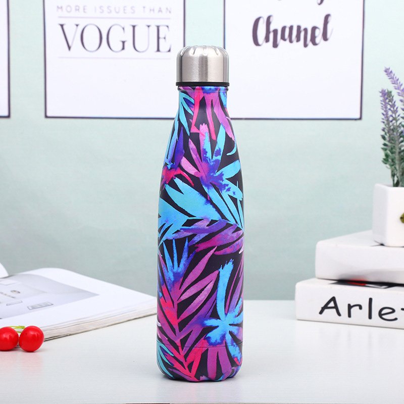 Leaf Print Stainless Steel Coke Water Bottle - Water Bottle Manufacturer